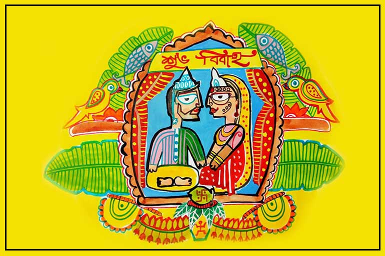 হাতে আঁকা বিয়ের কার্ড পৌঁছে যাচ্ছে নিমন্ত্রিতদের ঘরে ঘরে, নেপথ্যে ...